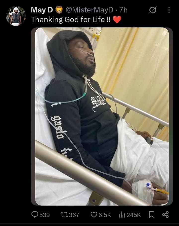 Popular Nigerian singer, May D escapes death - eelive